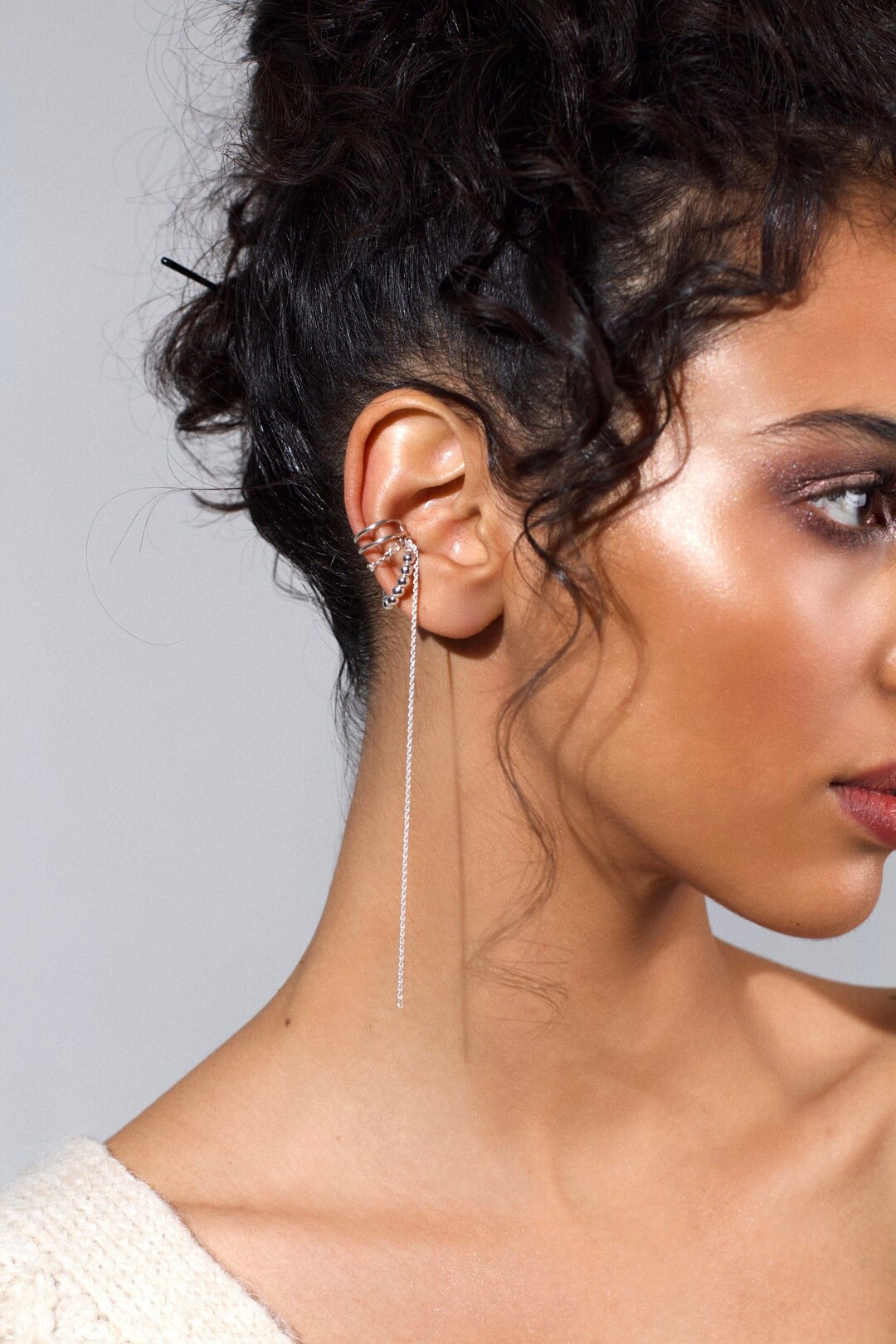 EAR CUFF No Piercing, Dangle Ear Cuffs Coquette Jewelry, Sterling ...