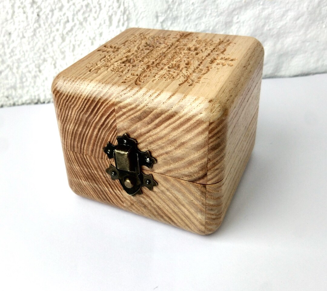 Jewelry Box, Wood Box, Ash Box, Small Gift Box, Engraving Box, Retro ...