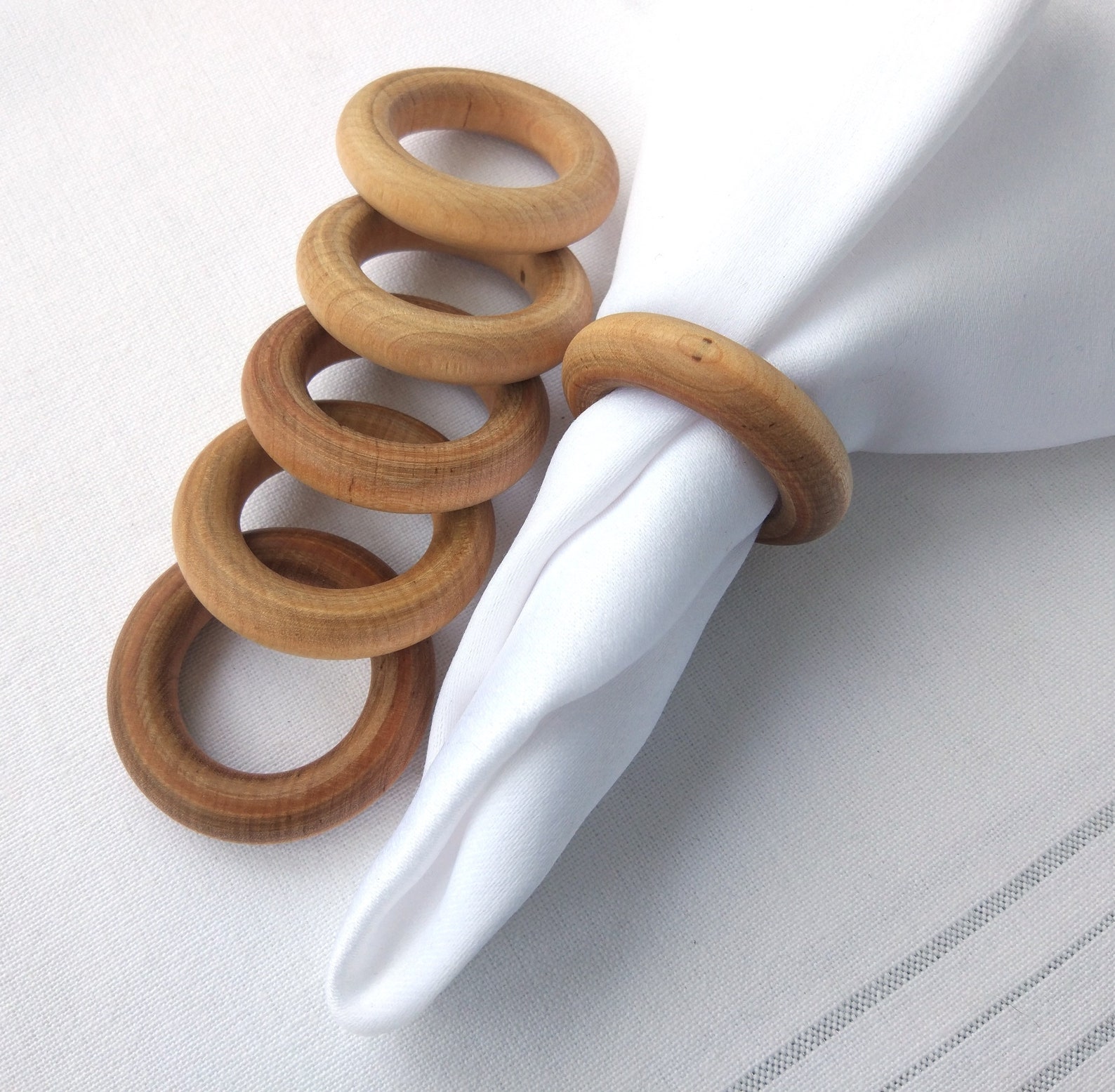 Wooden Napkin Rings. Set of Wooden Napkin Rings. Six Napkin Ring Set ...