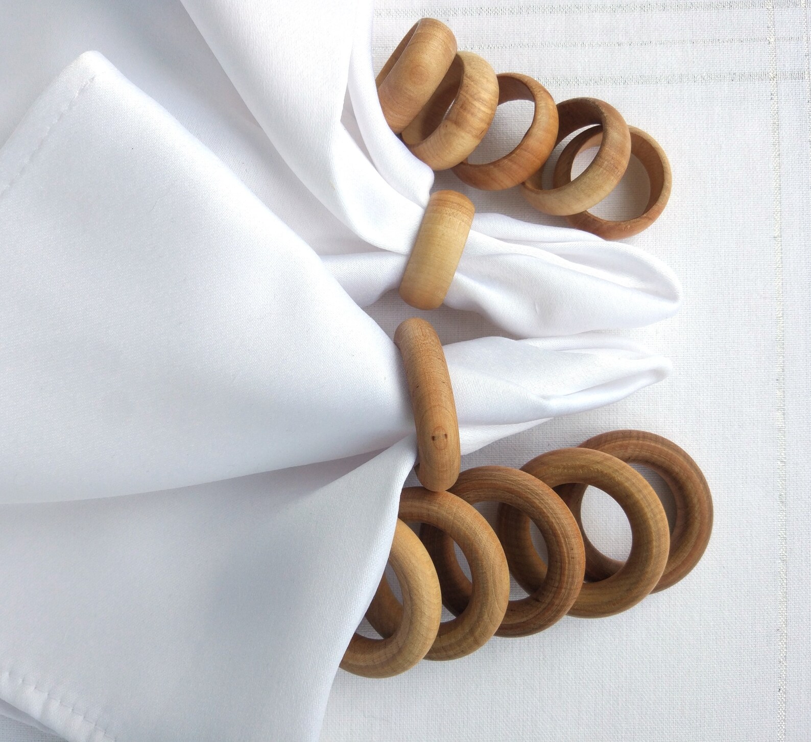 Wooden Napkin Rings. Set of Wooden Napkin Rings. Six Napkin Ring Set ...