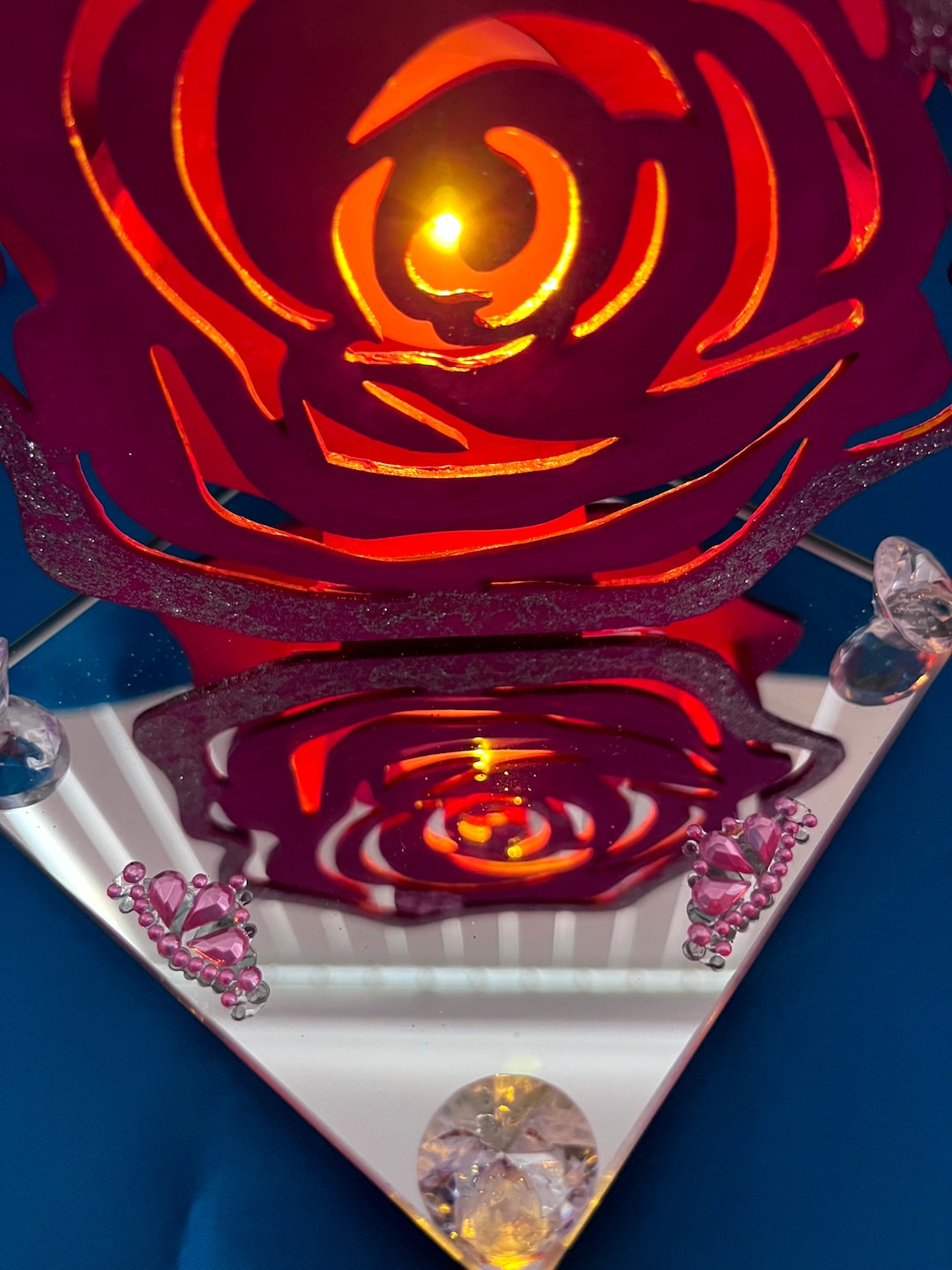 Hot Pink Wooden Rose Light, Hot Pink Rose Nightlight, Pink Rose Accent ...