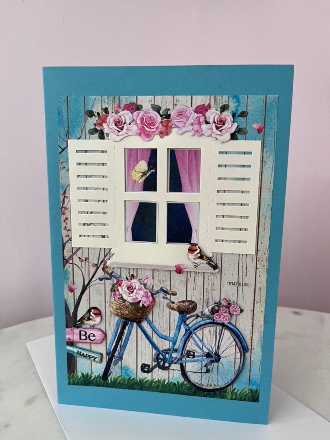 3D Floral Bicycle Greeting Card, Window Card, Card for Friend, 3 ...