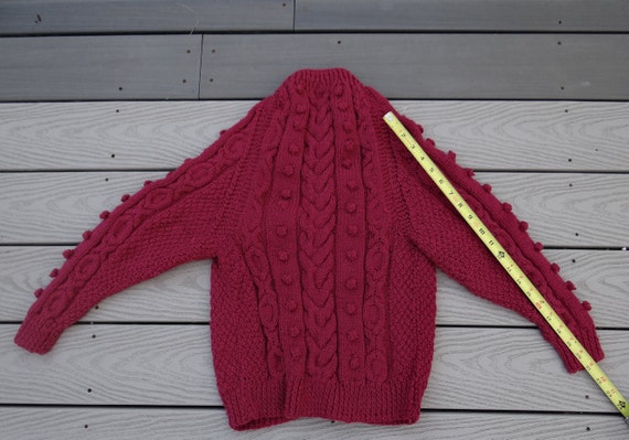 Dark pink handmade Irish sweater - Gem