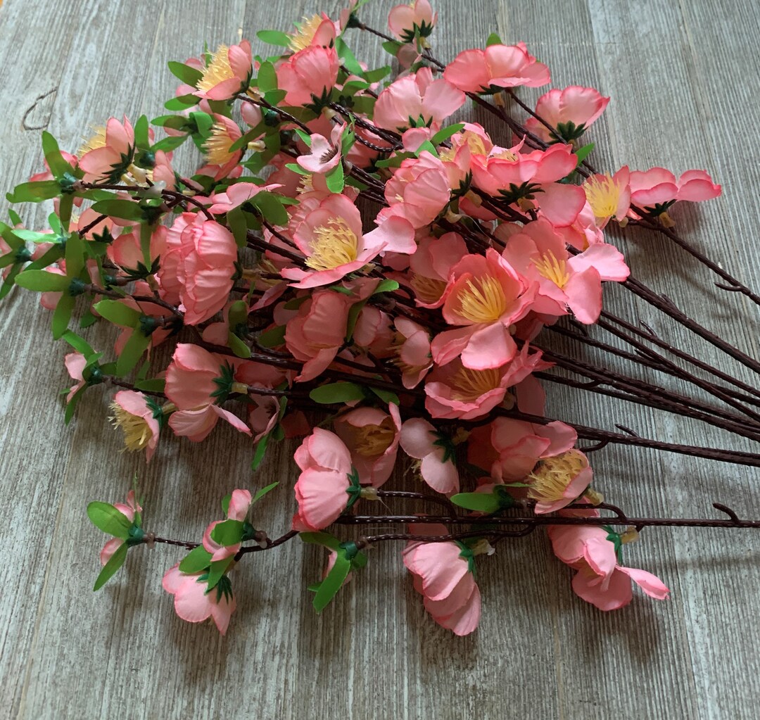 5 Faux Cherry Blossom Stems, Artificial Cherry Blossom Stems, Faux ...