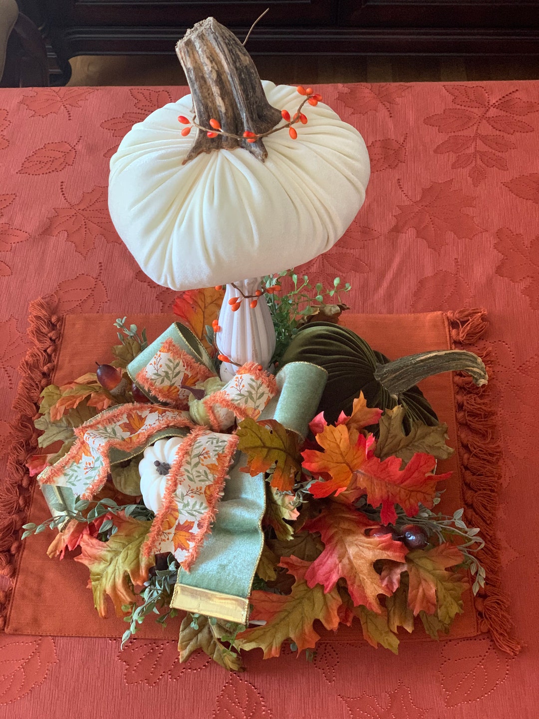 Pumpkin Candlestick Centerpiece,fall Candlestick Arrangement,fall ...