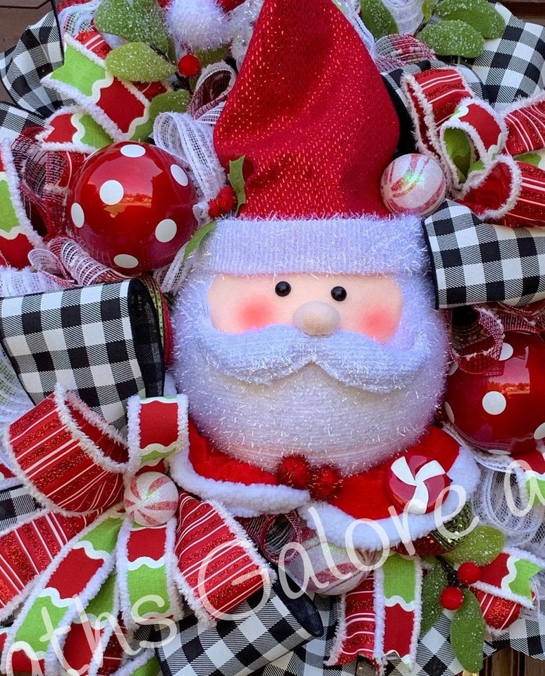 Buffalo Plaid Elf Wreath Elf Wreath Red And Lime Green Santa Etsy