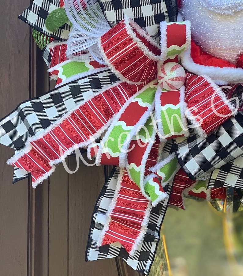 Buffalo Plaid Elf Wreath Elf Wreath Red And Lime Green Santa Etsy