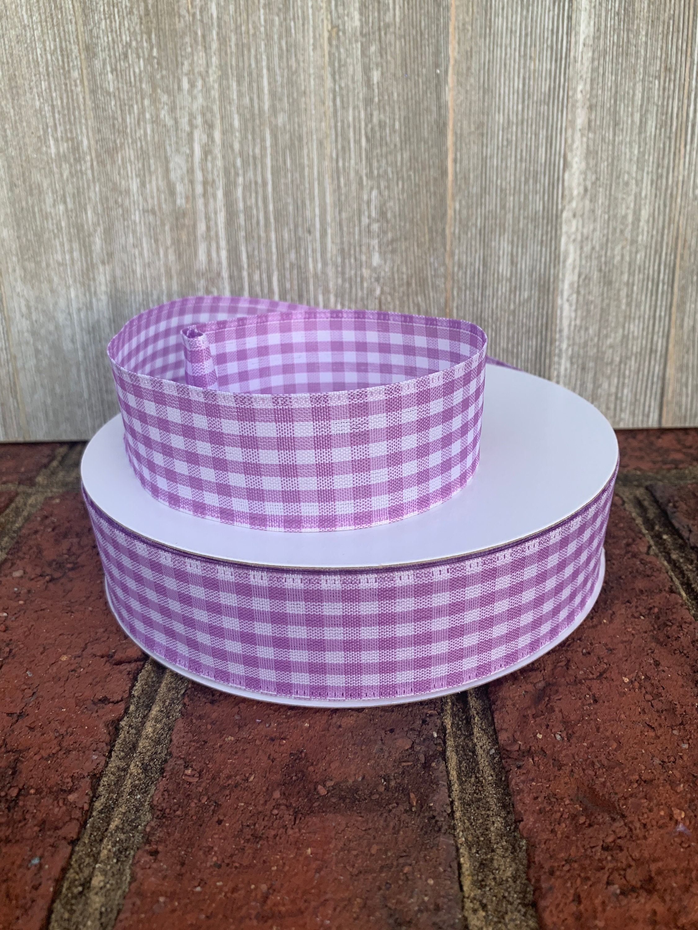 Purple gingham ribbon purple and white gingham ribbon purple | Etsy