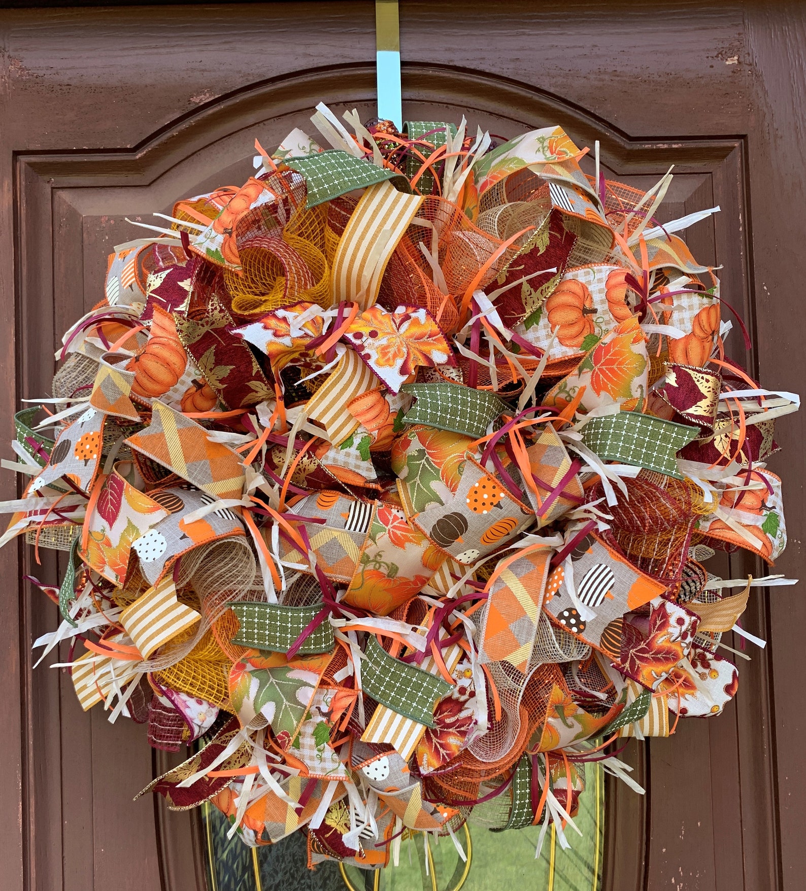 Fall Raffia Wreath Colorful Fall Wreath Autumn Glow Wreath - Etsy