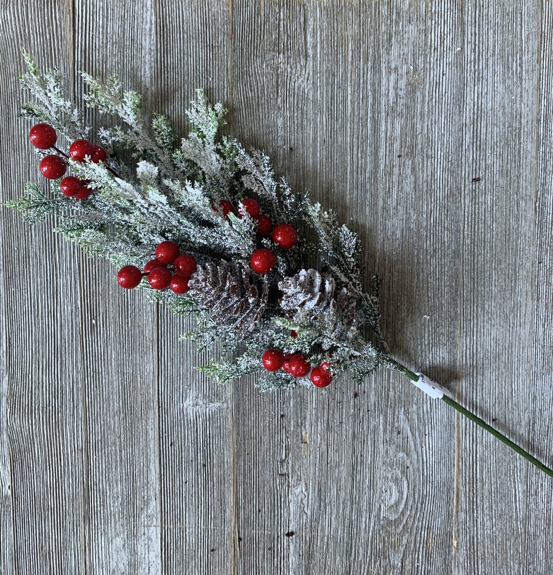 Faux Pine Berry Spray, Flocked Pinecone Berry Spray,artificial Winter ...