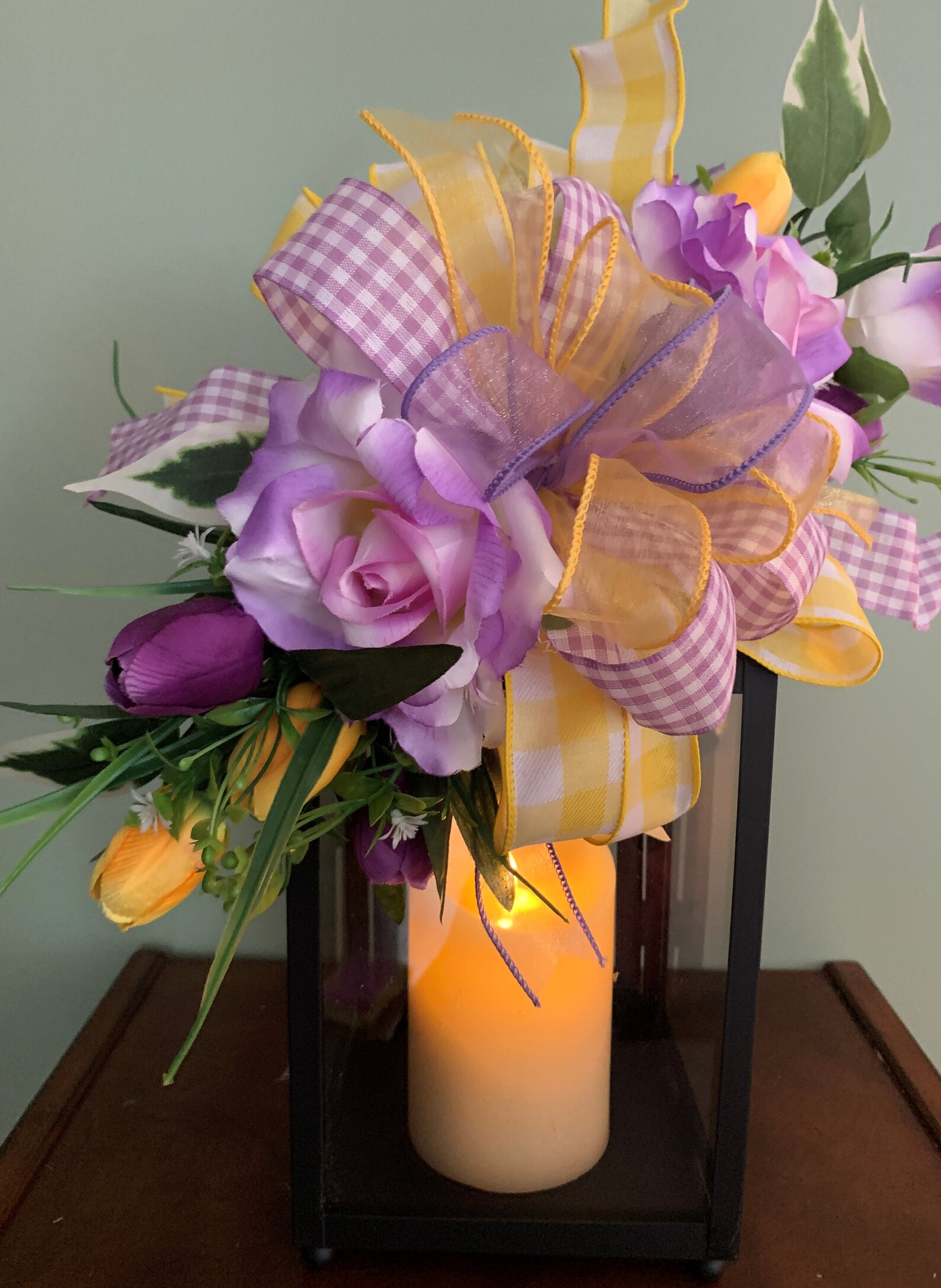 Spring Tulip Lantern Swagpurple Yellow Tulip Lantern - Etsy