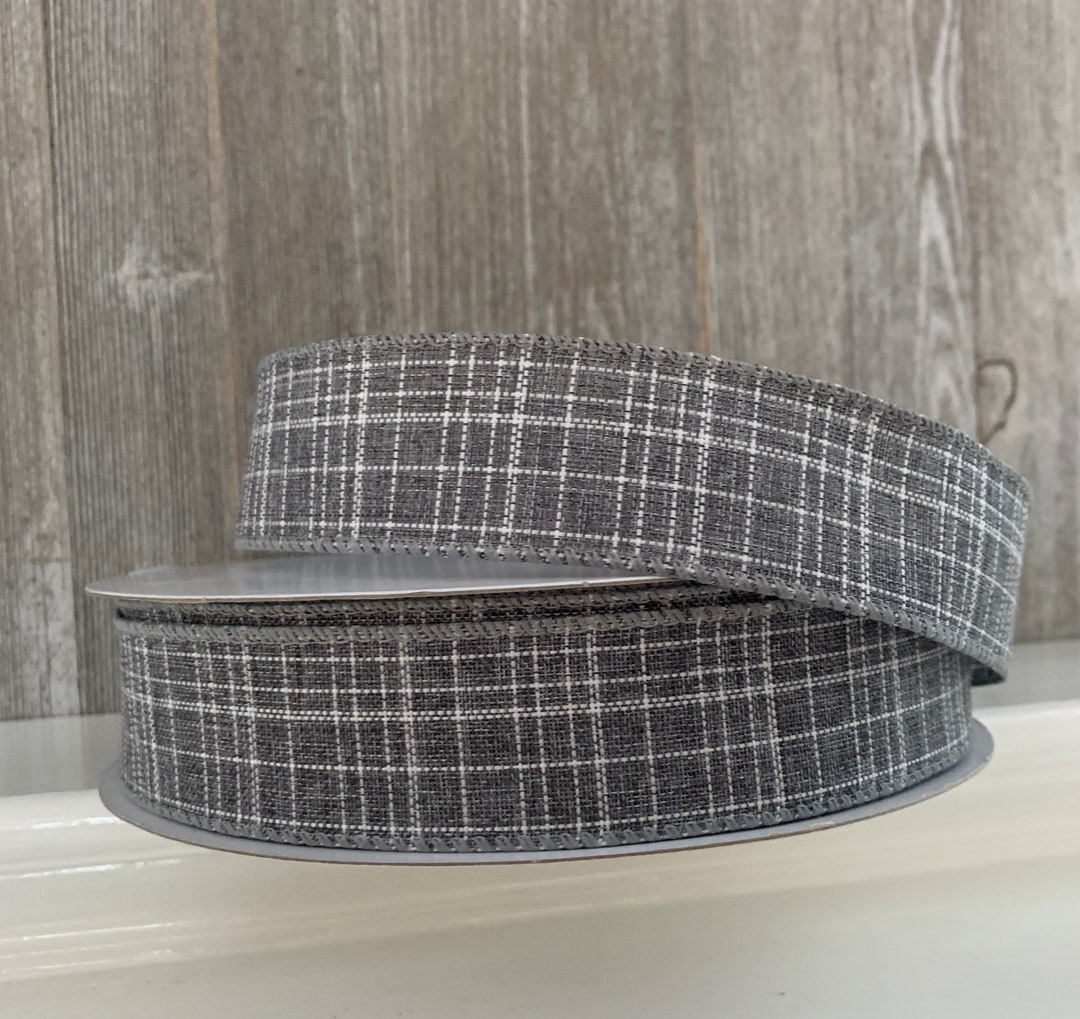Light Gray Wired Ribbon, Estelle Textured Linen Ribbon, Spring Gray ...