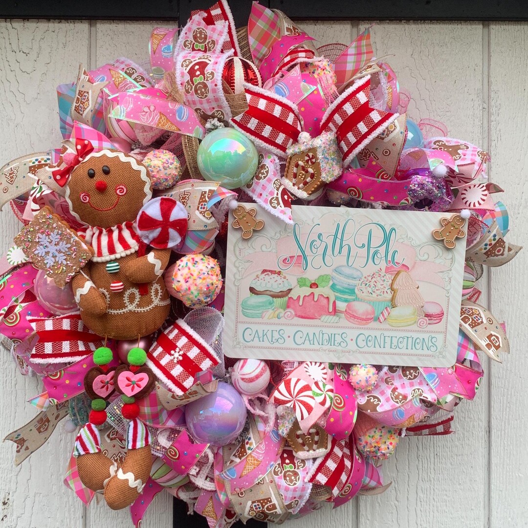 Candyland Gingerbread Wreath, Santa Sweet Shop Wreath, Christmas ...