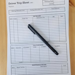 Truck Driver Trip Sheet, Canadian Trucker Trip Sheet, Metric Driver ...