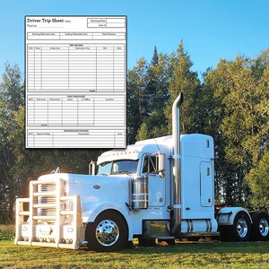 Truck Driver Trip Sheet, Canadian Trucker Trip Sheet, Metric Driver ...