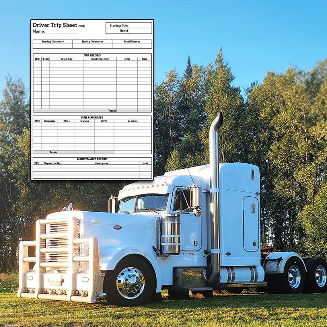 Truck Driver Trip Sheet, USA Trucker Trip Sheet, Imperial Driver Trip ...