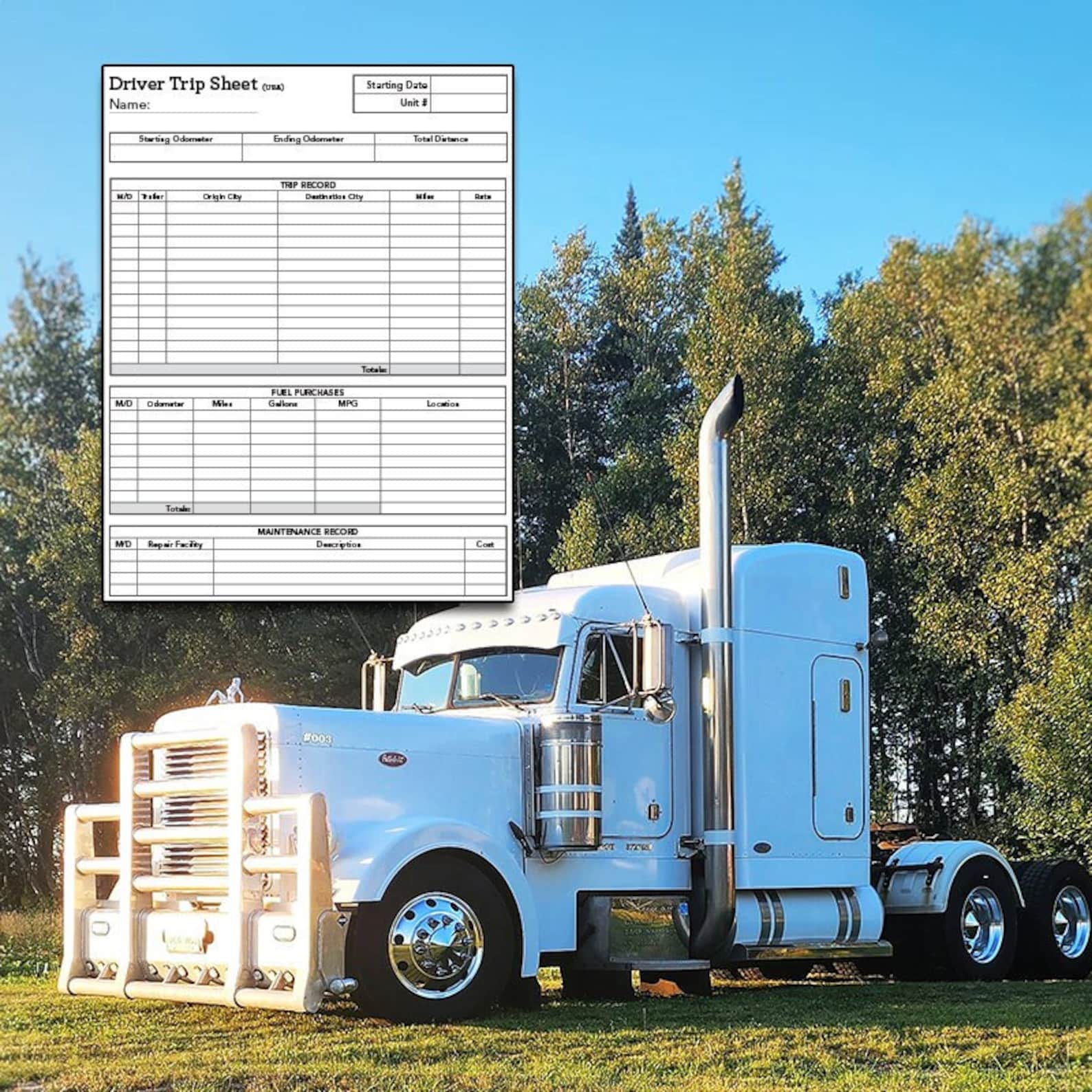 Truck Driver Trip Sheet, USA Trucker Trip Sheet, Imperial Driver Trip ...