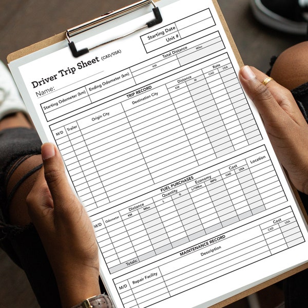 Truck Driver Trip Sheet - Etsy