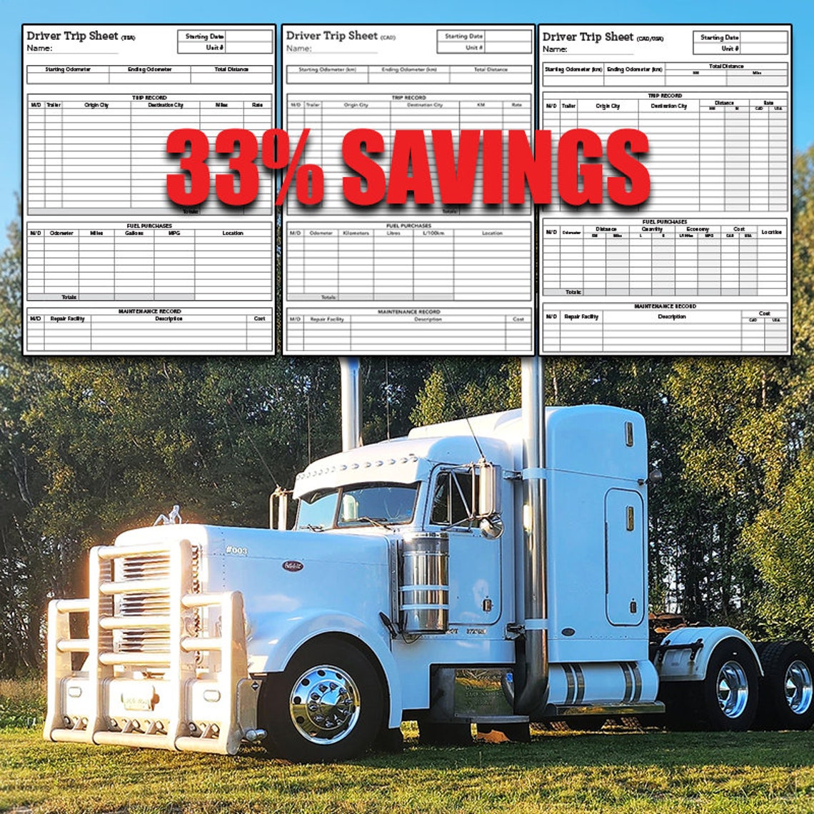 Truck Driver Trip Sheets Bundle, Transportation and Travel Trackers ...