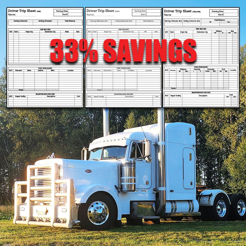 Truck Driver Trip Sheets Bundle, Transportation and Travel Trackers ...
