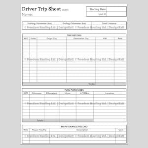 Truck Driver Trip Sheets Bundle, Transportation and Travel Trackers ...