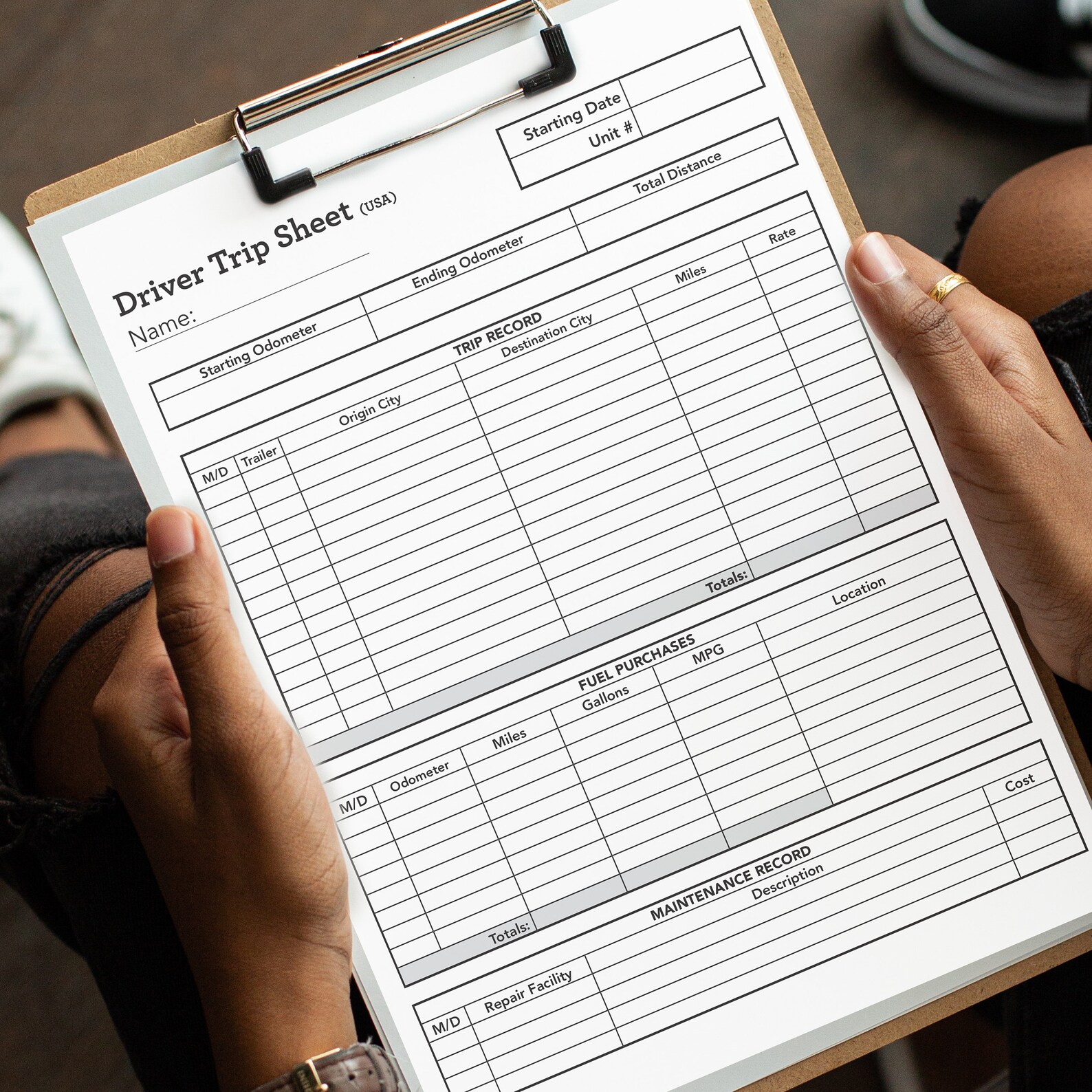 Truck Driver Trip Sheet, USA Trucker Trip Sheet, Imperial Driver Trip ...