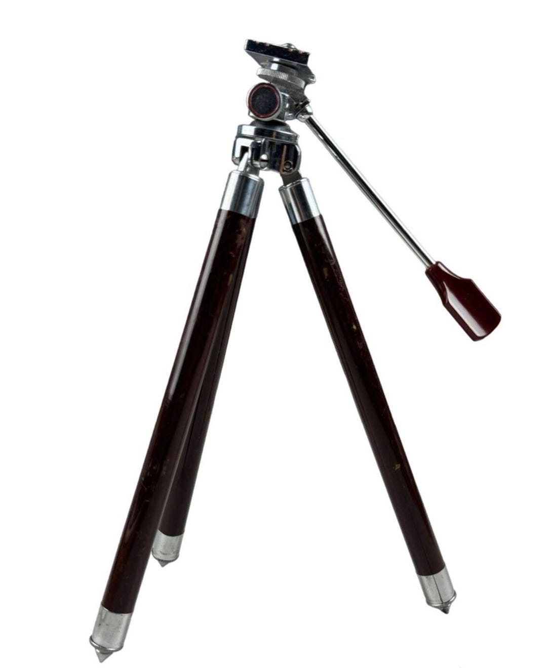 Vintage Lightweight Portable Camera Tripod With Adjustable Legs Brown ...
