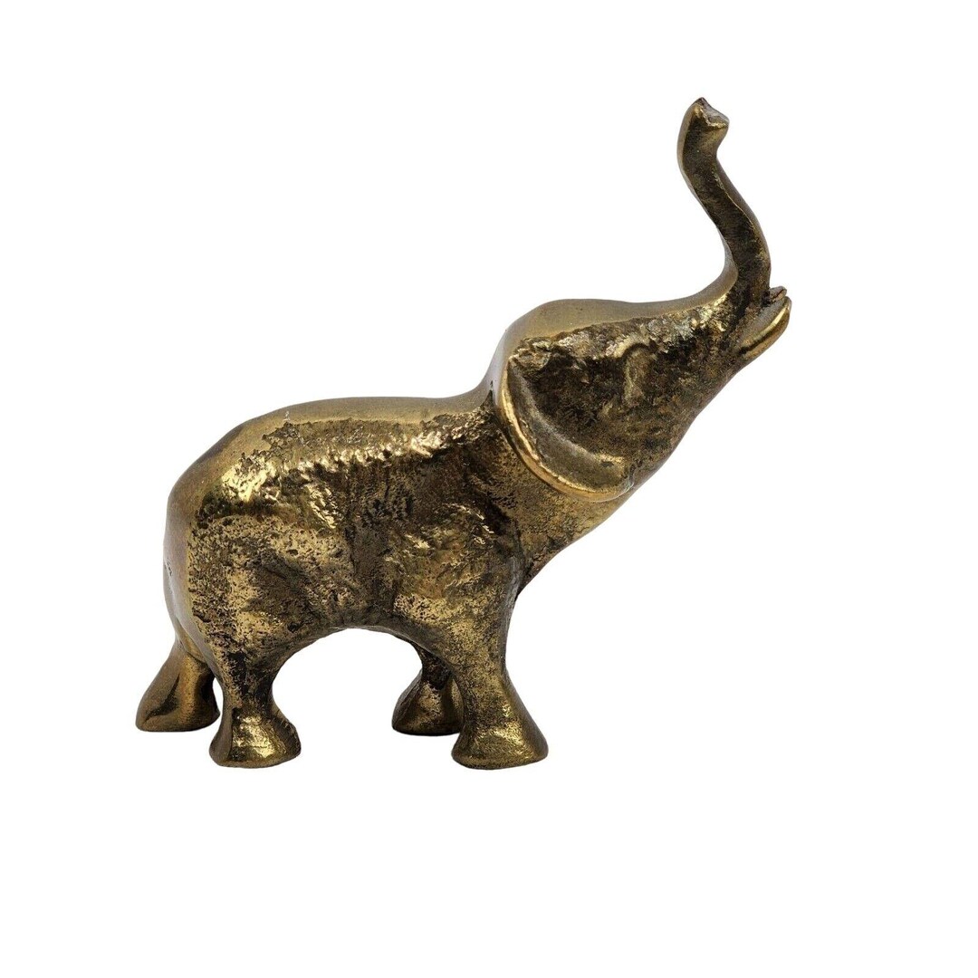 Vintage Brass Elephant Small Figurine Tusks & Trunks Up - Etsy