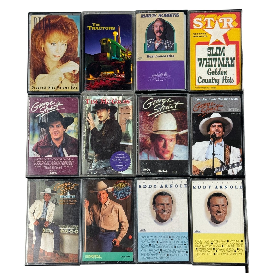 Lot of 36 Vintage Country Music Cassette Tapes Strait Reba Parton ...