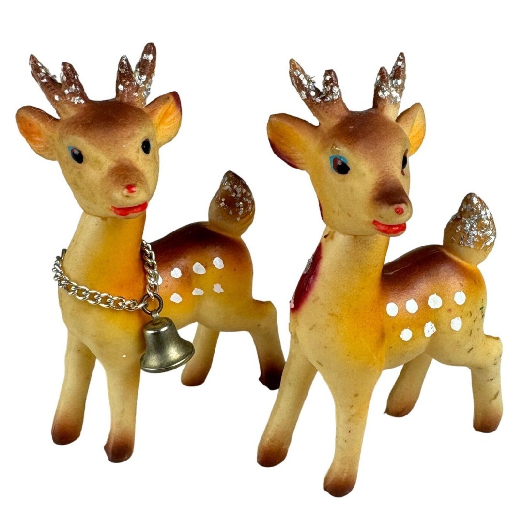 Pair of Vintage Hollow Plastic Poseable Reindeer Japan - Etsy