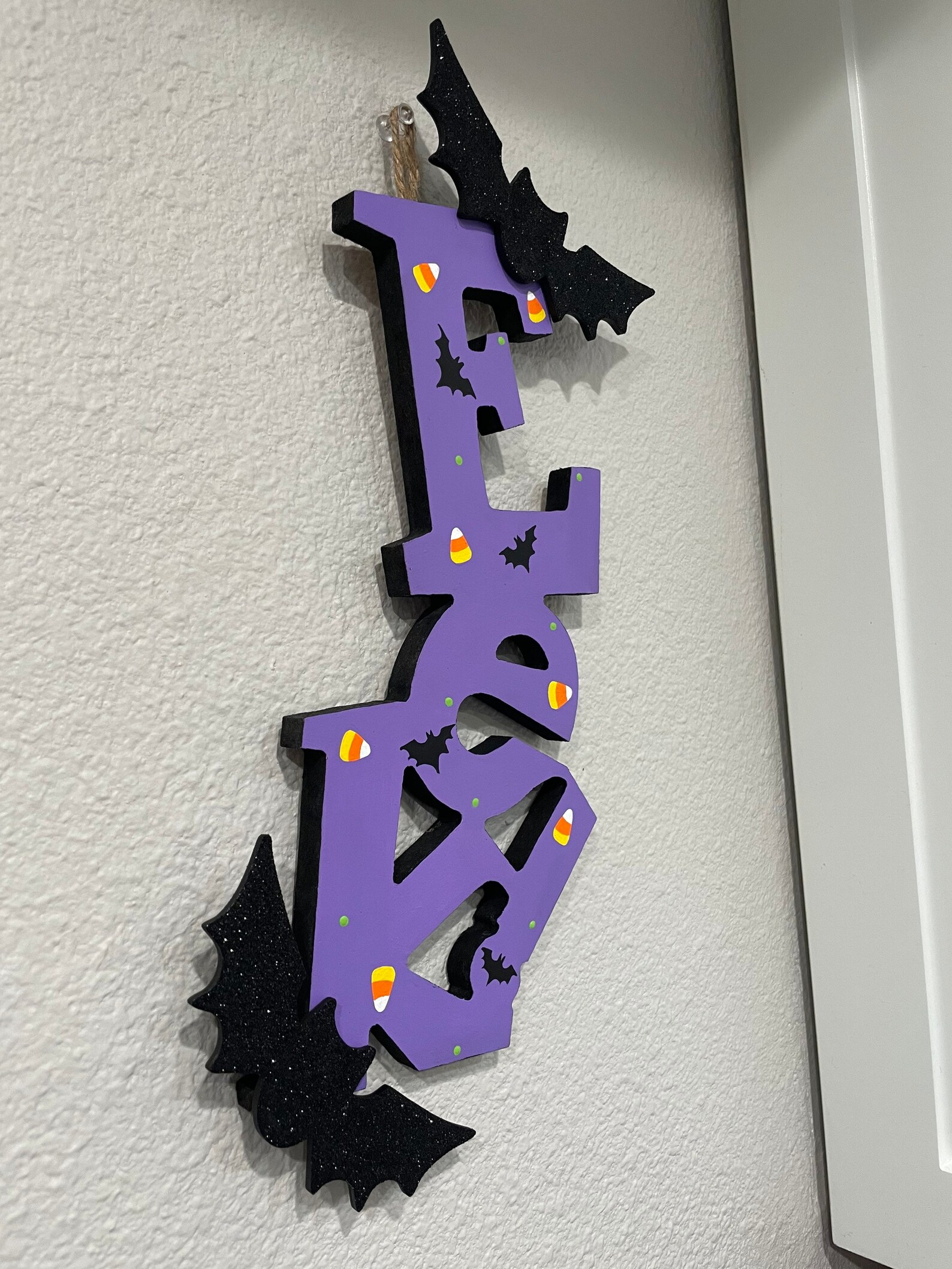 Eek Halloween Sign Candy Corn and Glitter Bats - Etsy