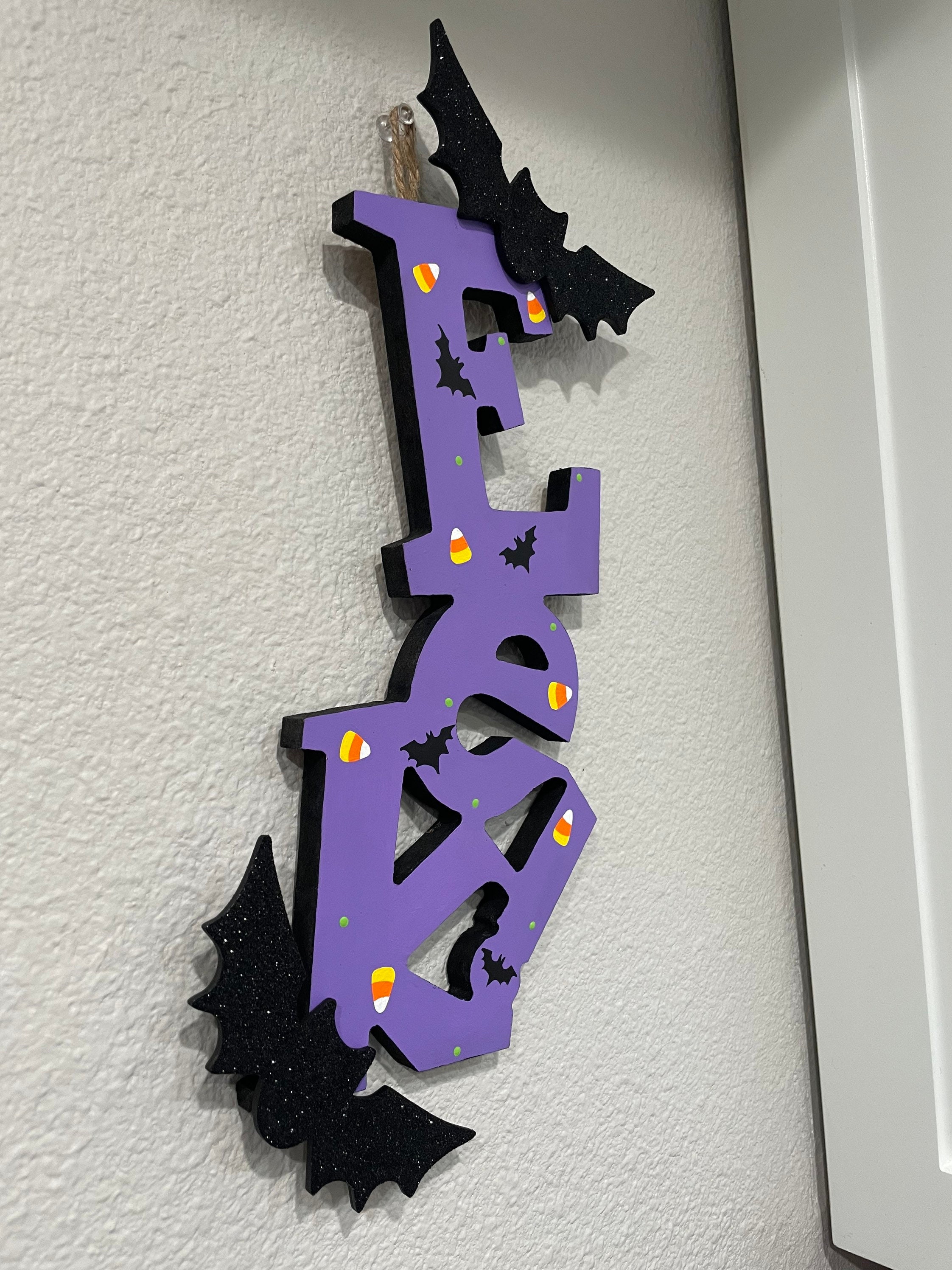 Eek Halloween Sign Candy Corn and Glitter Bats - Etsy