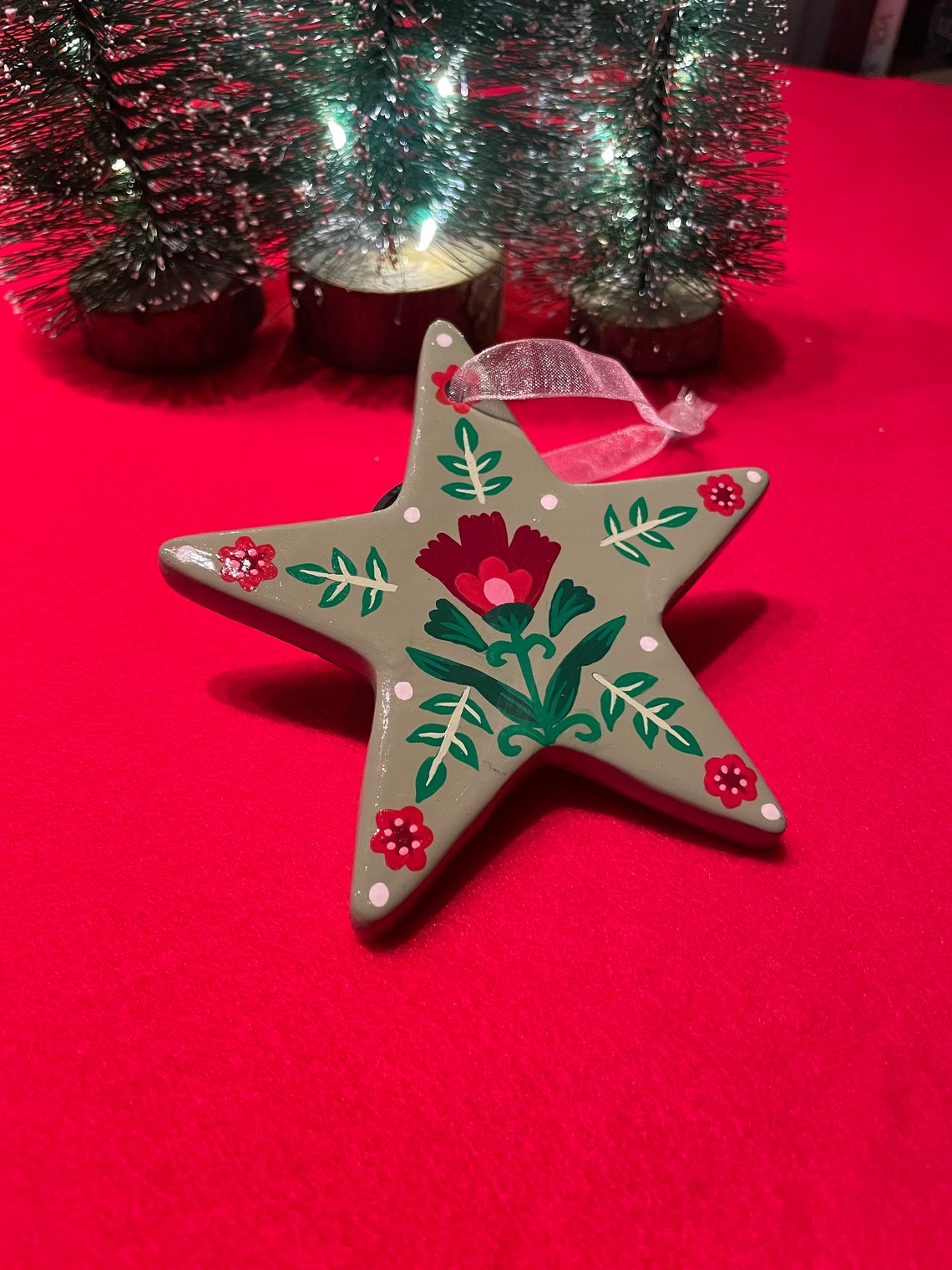 Floral Folk Art Scandinavian Inspired Ceramic Christmas Star Hand ...