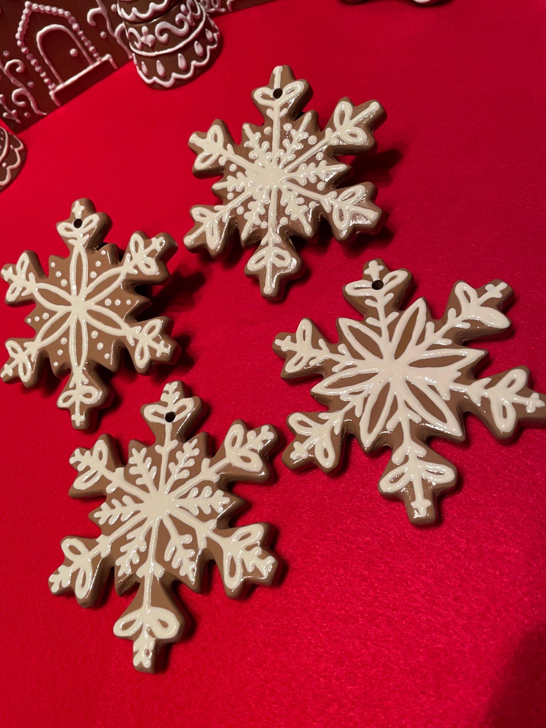 Snowflake Gingerbread Cookie Ceramic Christmas Hand Painted Ornament - Etsy