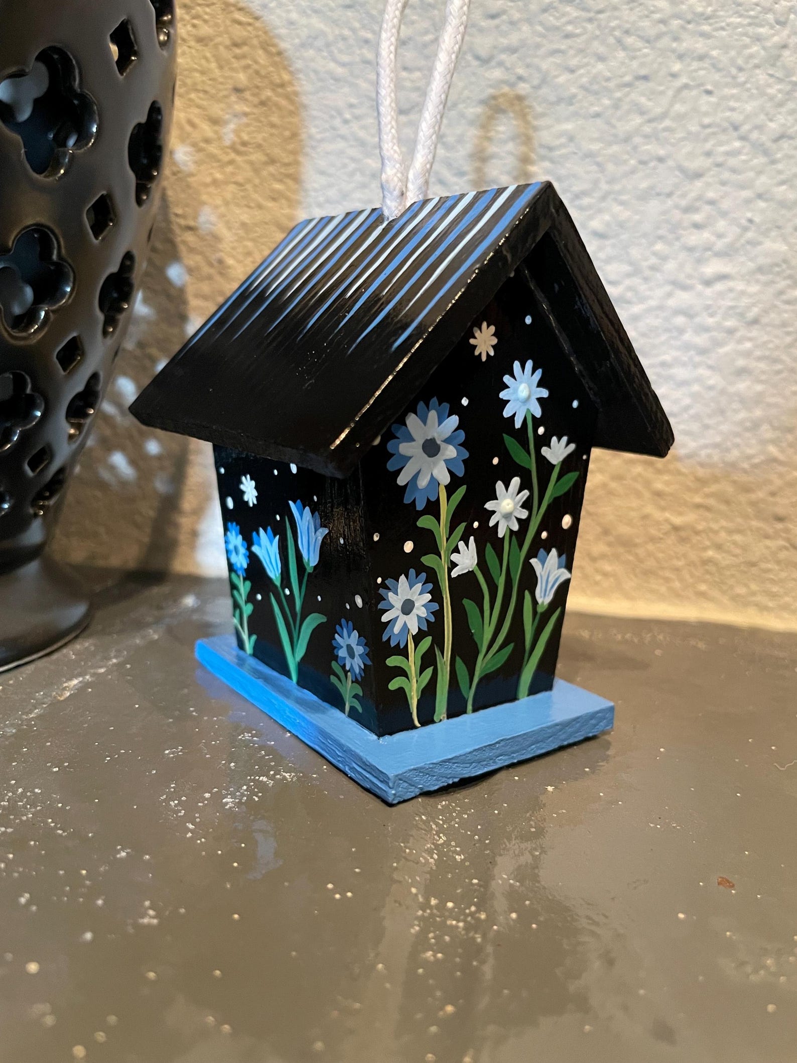 Mini Bird House Dark Floral Hand Painted Gift Decor Ornament Bauble - Etsy