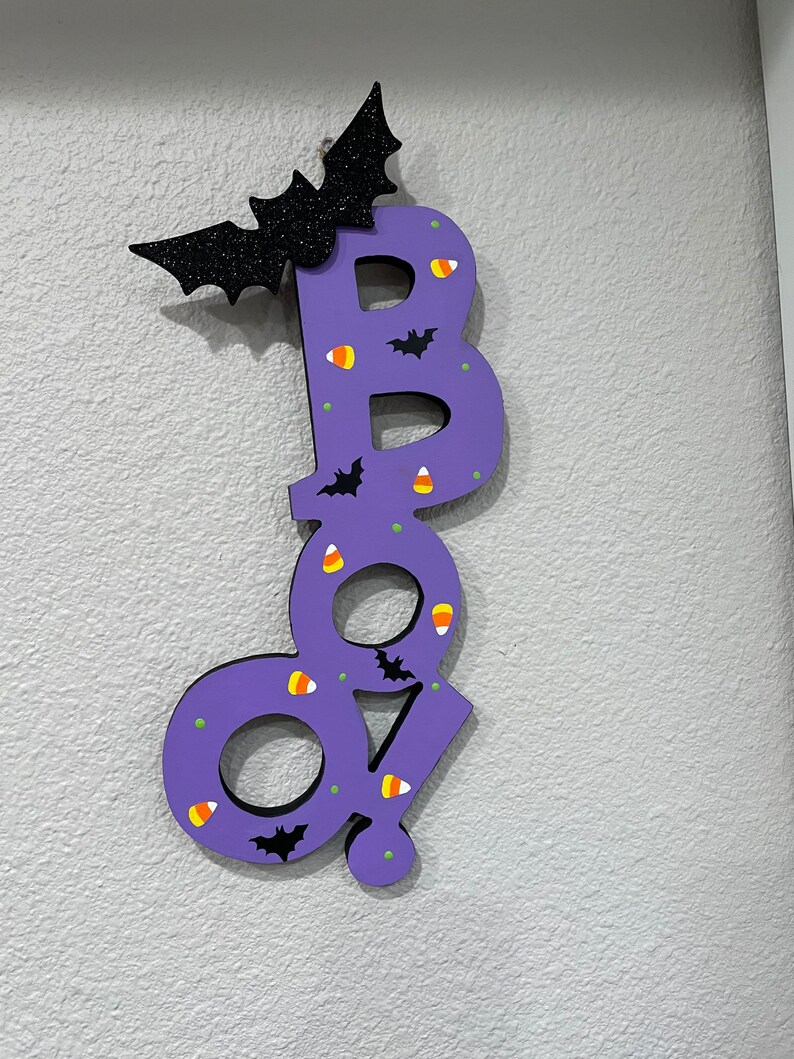 Boo Sign With Bats and Candy Corn Halloween - Etsy