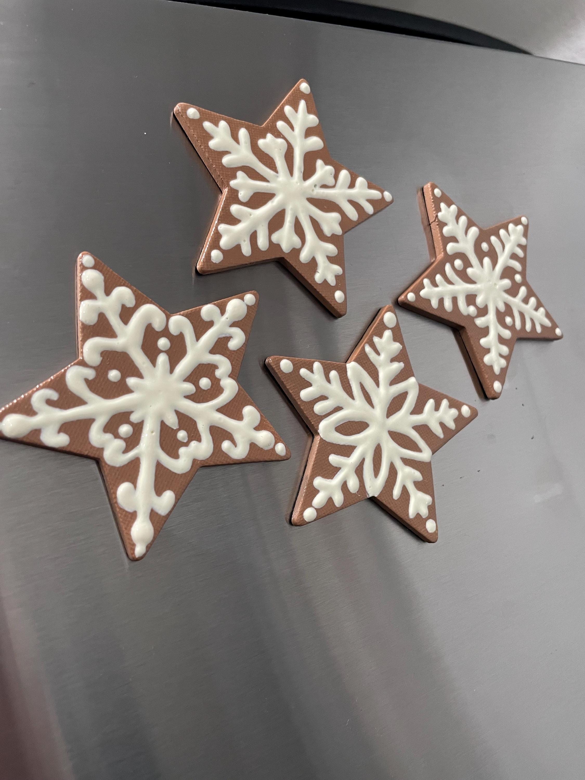 Star Snowflake Gingerbread Cookie Christmas Fridge Magnets - Set of 4 ...