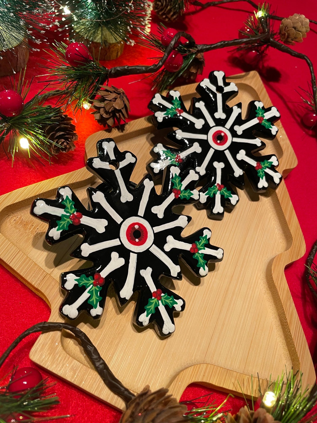 Bone and Eyeball Snowflake Spooky Cute Ceramic Halloween Christmas ...