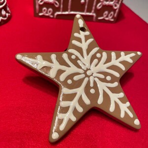 Star Gingerbread Cookie Ceramic Christmas Hand Painted Ornament - Etsy
