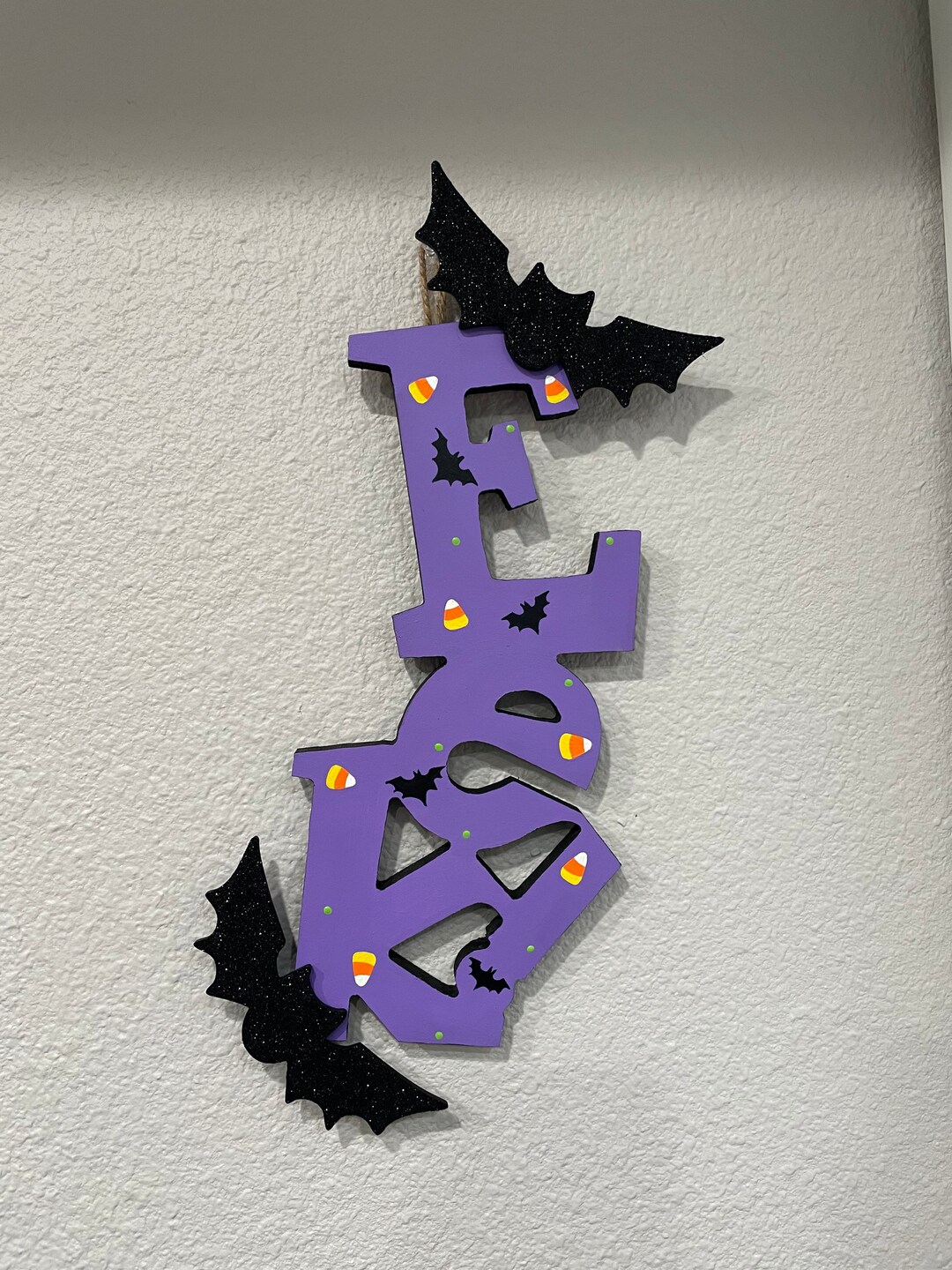 Eek Halloween Sign Candy Corn and Glitter Bats - Etsy