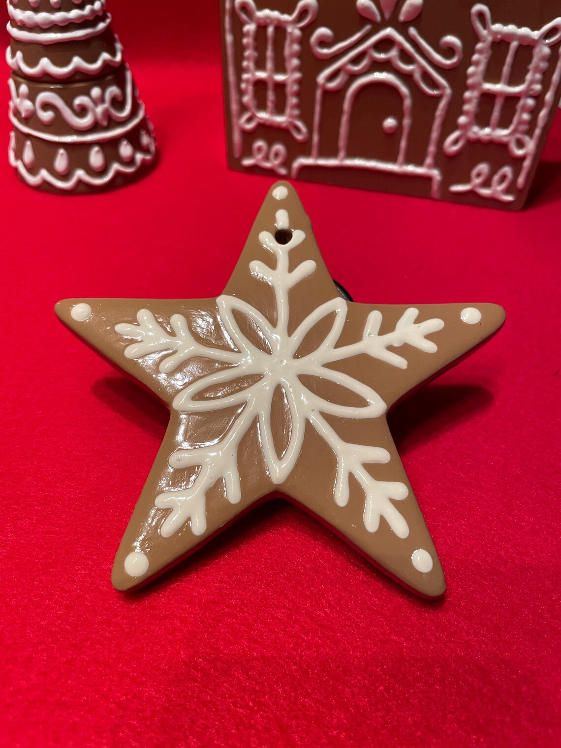 Star Gingerbread Cookie Ceramic Christmas Hand Painted Ornament - Etsy