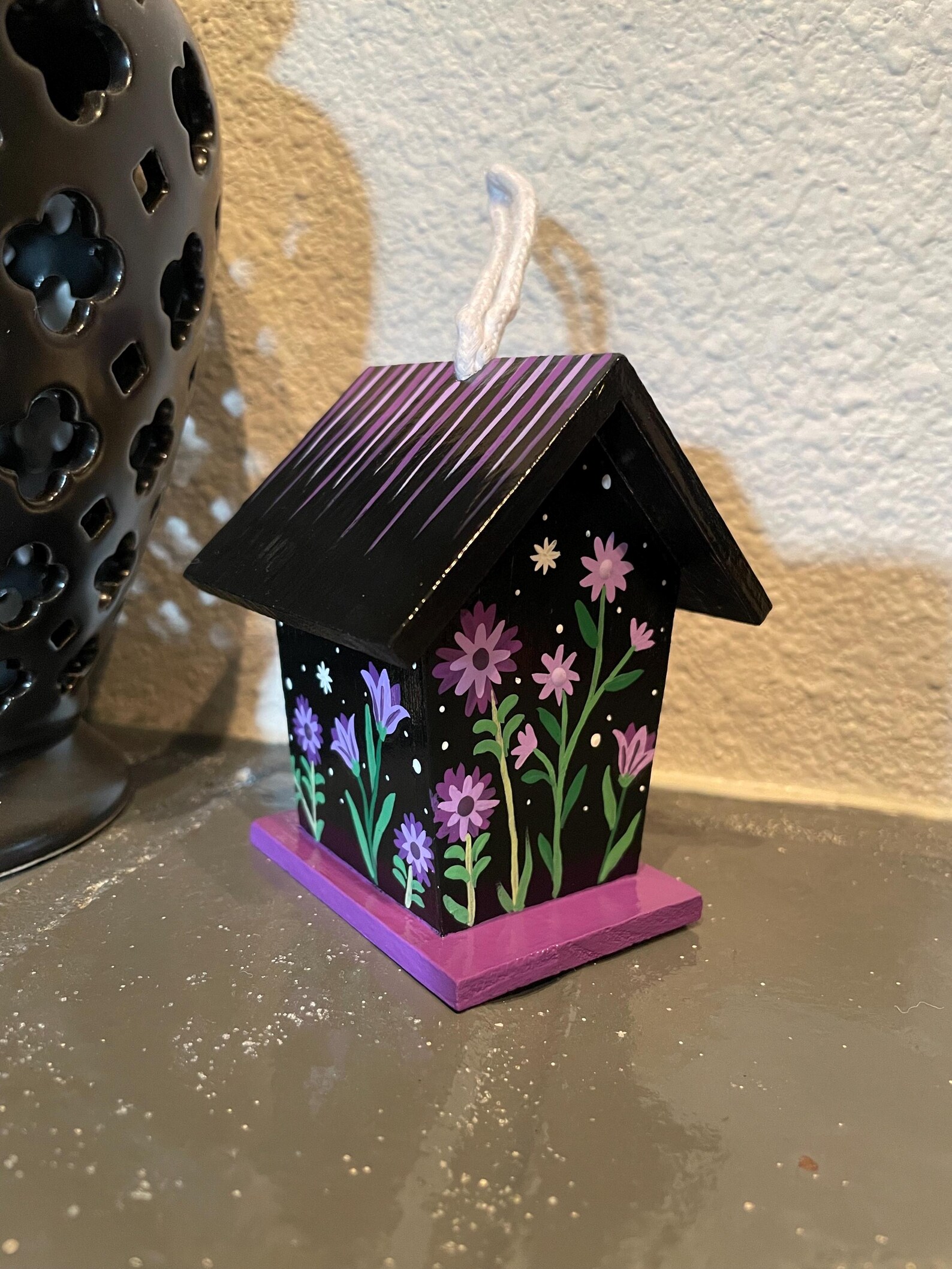 Mini Bird House Dark Floral Hand Painted Gift Decor Ornament Bauble - Etsy