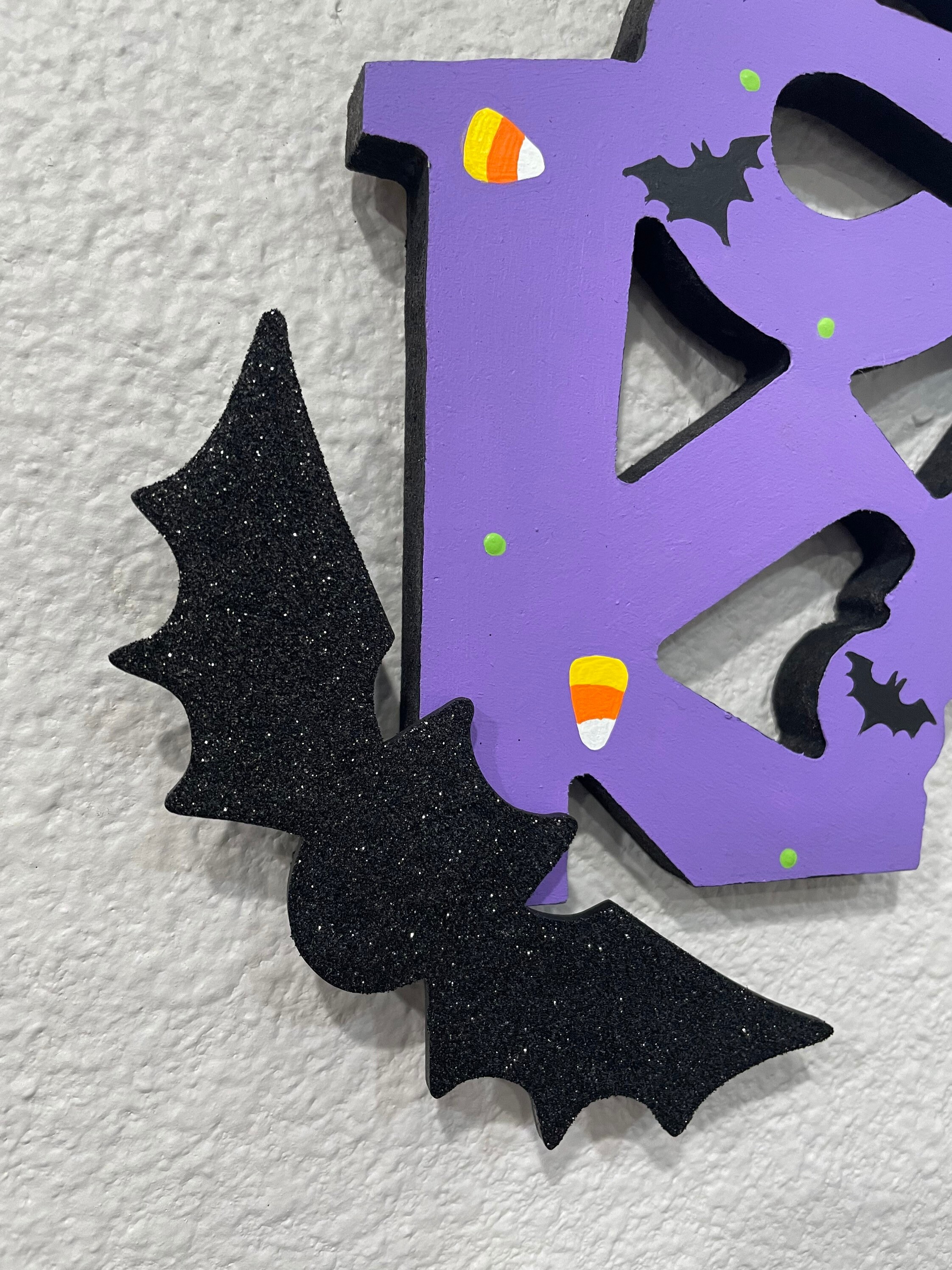 Eek Halloween Sign Candy Corn and Glitter Bats - Etsy