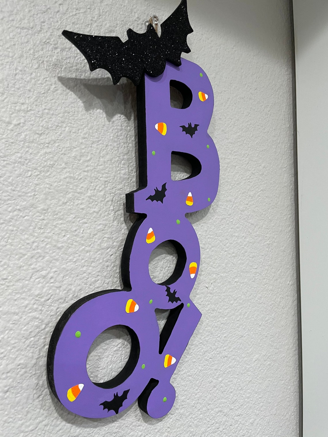 Boo Sign With Bats and Candy Corn Halloween - Etsy