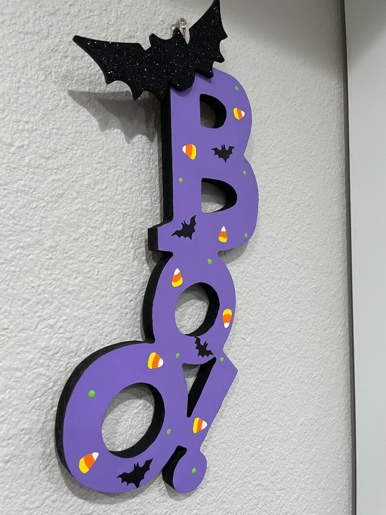 Boo Sign With Bats and Candy Corn Halloween - Etsy