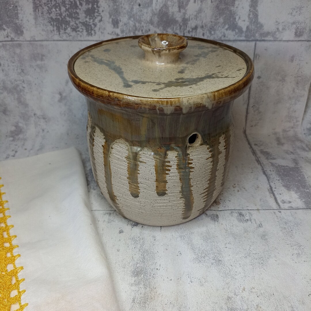 Medium Sized Multi - Colored and Beige Ceramic Potato / Onion Keeper ...