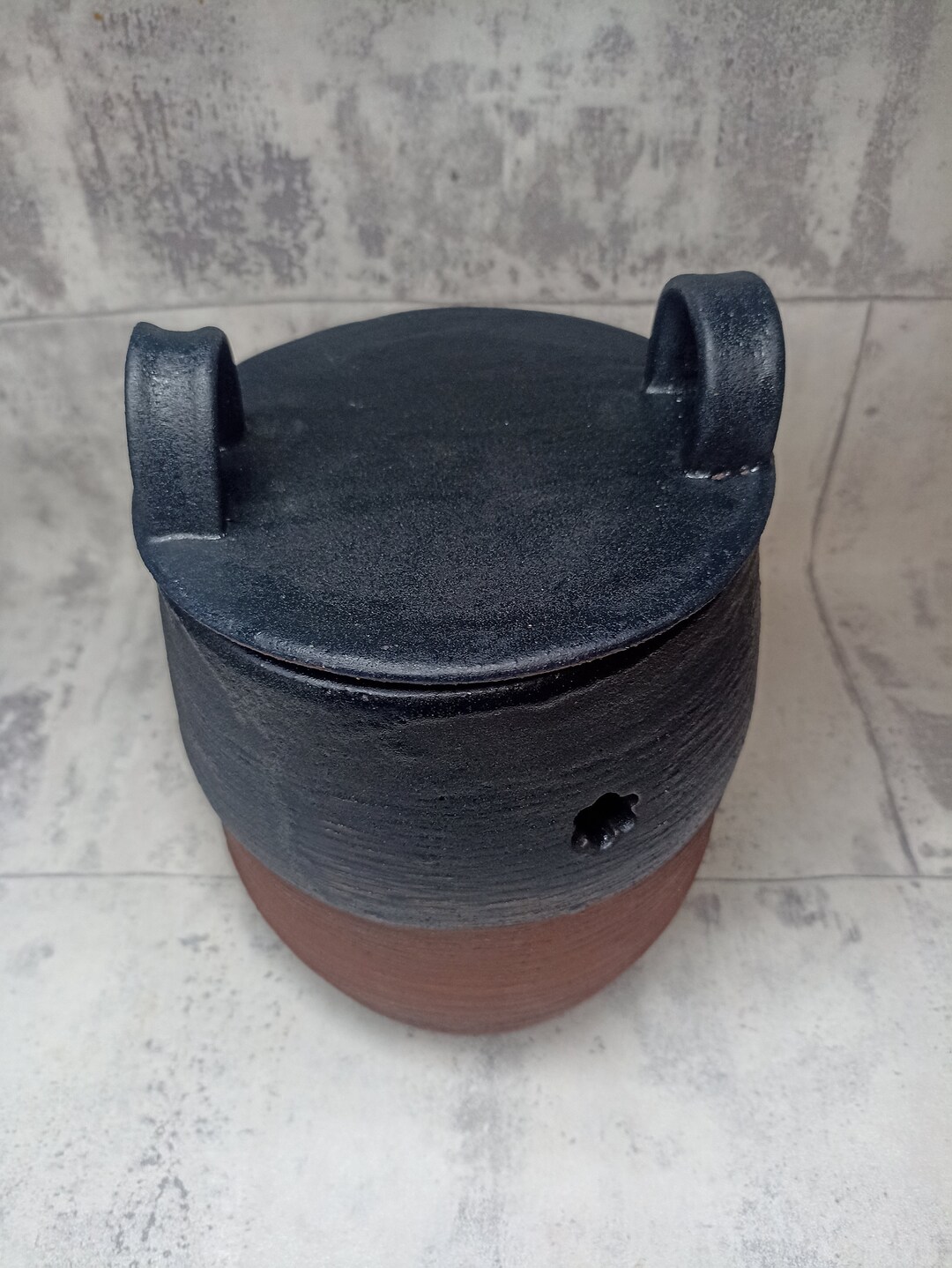 Large Black and Brown Ceramic Potato / Onion Keeper Kitchen - Etsy