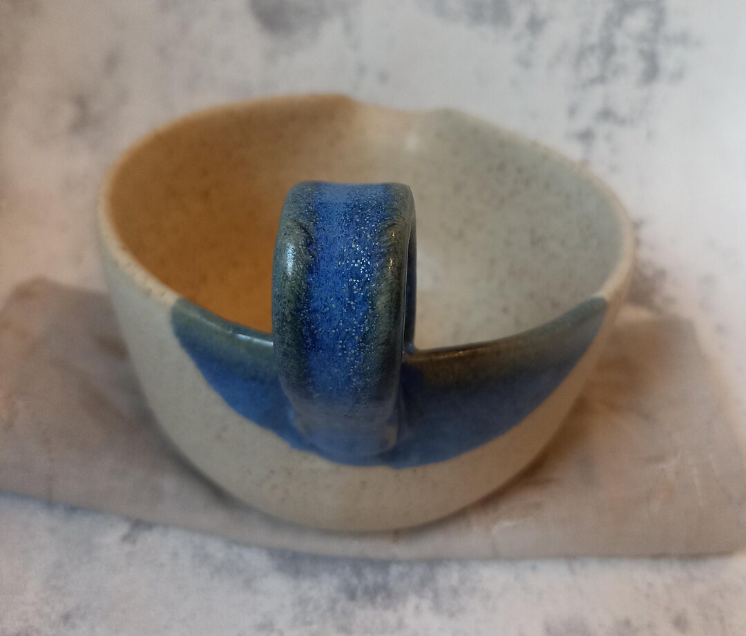 Beige and Blue Ceramic Gravy Boat. Blue and Beige Small Mixing Bowl ...