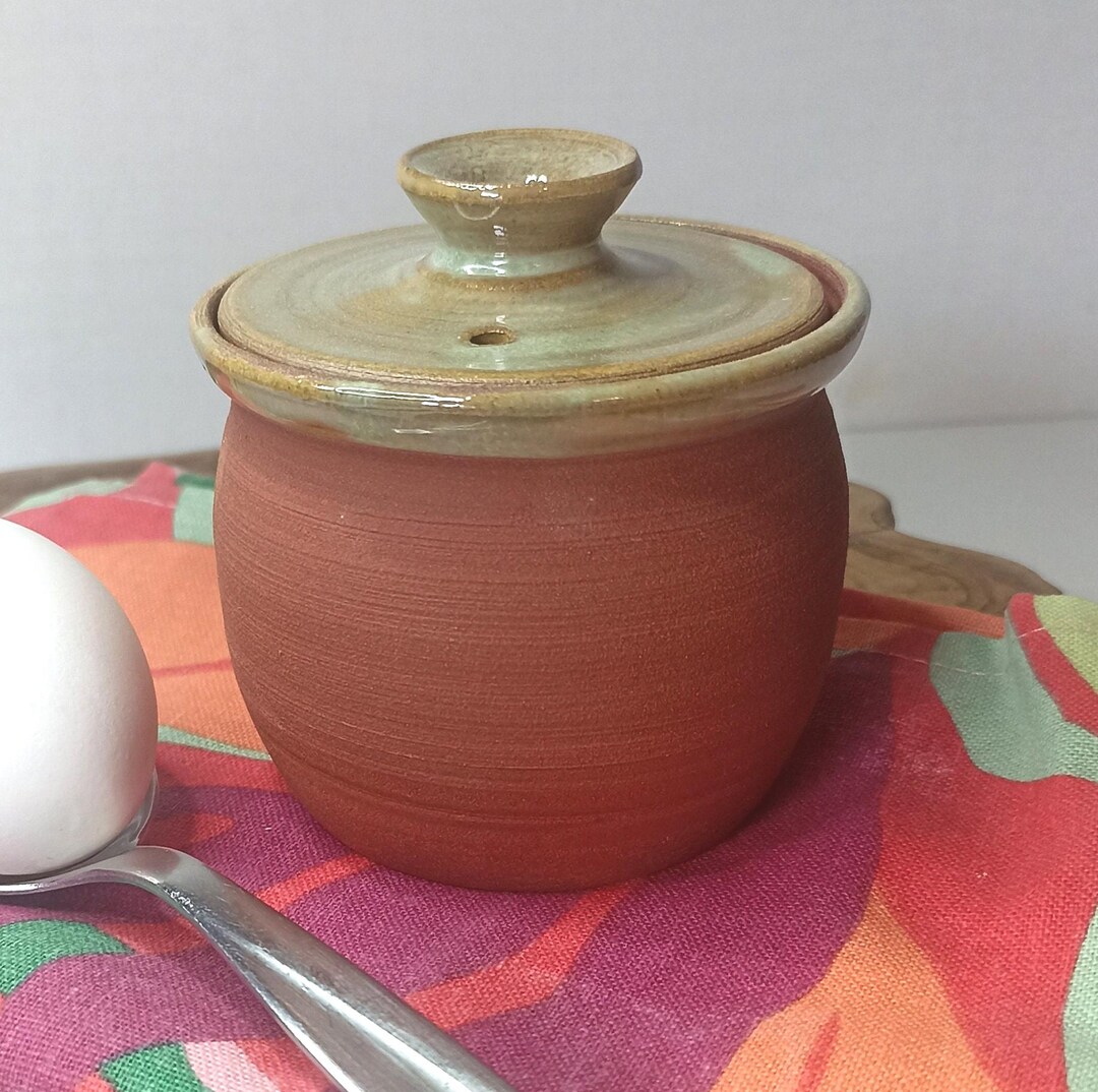 Green and Terracotta Egg Coddler, Coddled Eggs for Breakfast, Ceramic ...