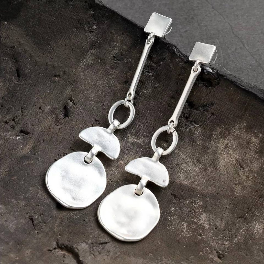 Dangle Earrings for Women. Silver Color. Pure Handmade. Long Earrings ...